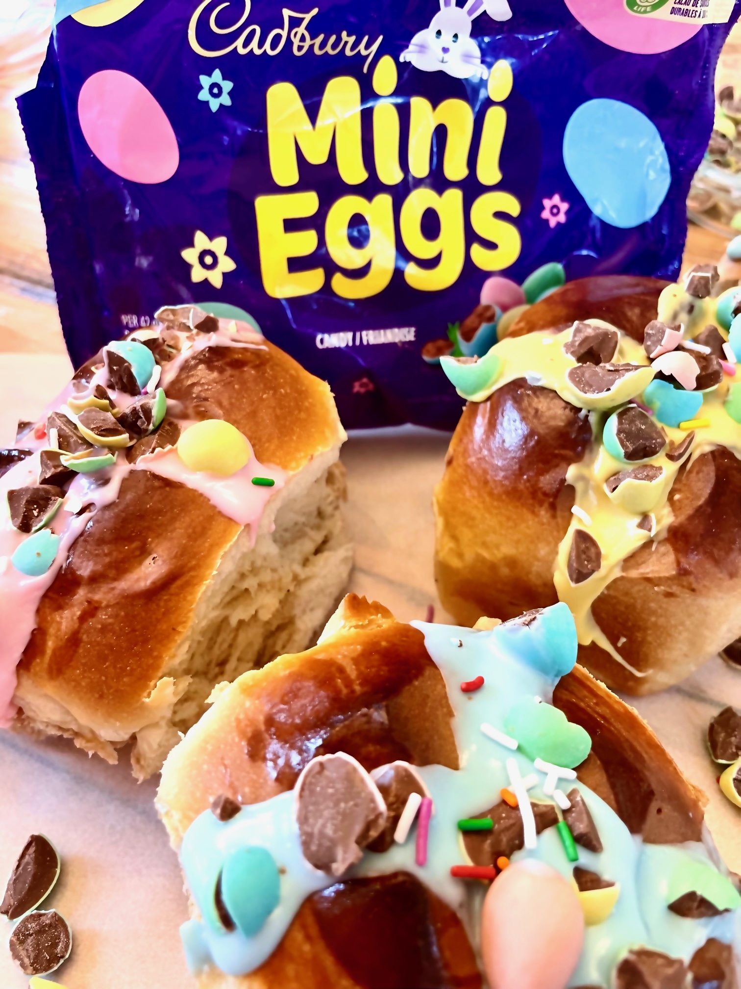 Cadbury Mini Eggs Hot Cross Buns - Marcy Goldman's Better Baking